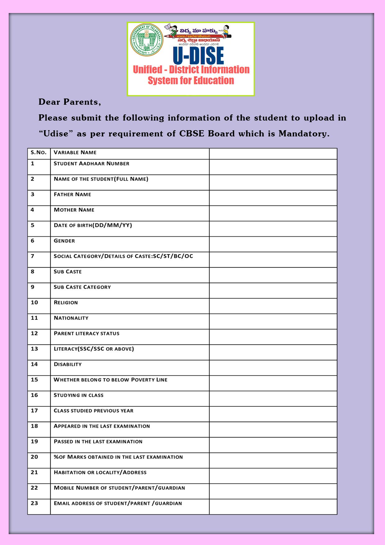 PARENT INFORMATION CENTER – Ameenpur